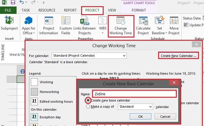 Tipuri de calendare in Microsoft Project